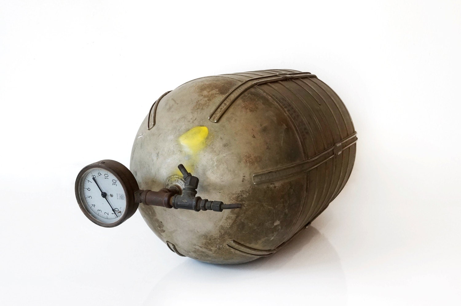 Vintage WWII B17 Bomber Aircraft Oxygen Tank with Glass Valve