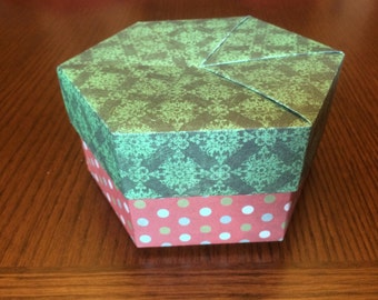 Small Autumn Origami Hexagon Box w/ Lid 3 Pumpkin