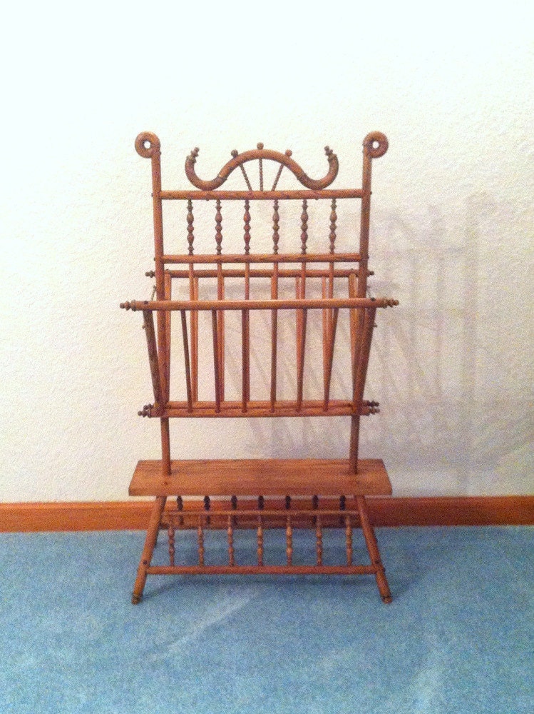 Vintage Victorian Oak Sheet Music Stand or Magazine Rack Stick and Ball ...