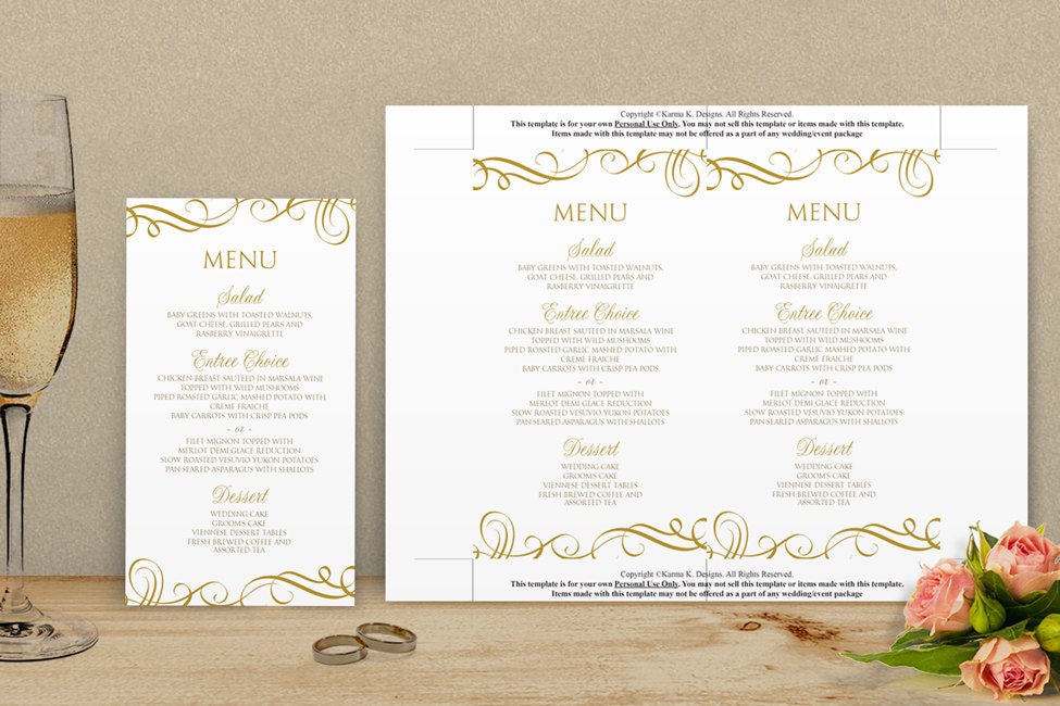 DIY Menu Card DOWNLOAD INSTANTLY Edit by KarmaKWeddings on Etsy