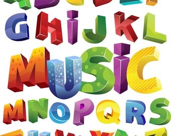 3d alphabet clipart, letter digital clip art, digital vector graphics ...