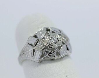 Emerald Cut Red Garnet Tab Set in 14K Rose Gold Ring