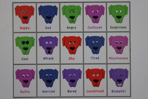 Items similar to Pet Dog Emoticons, Emotions, Feelings Mood Chart List ...