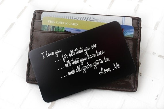 Personalized Wallet Card Metal Wallet Insert by MessageMeThis