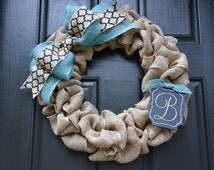 Unique burlap and teal related items | Etsy