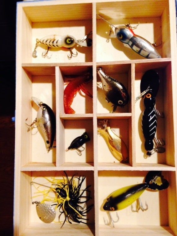 Fishing Lures Vintage with Display Case by calacatta on Etsy