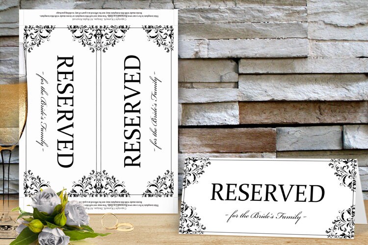 Wedding Reserved Sign Template DOWNLOAD by KarmaKWeddings on Etsy