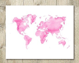 Popular items for pink world map on Etsy