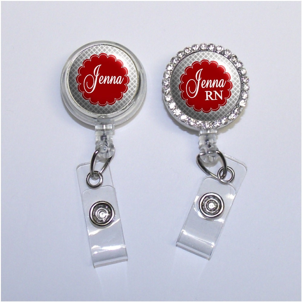 Gray Retractable Badge Reel Personalized Name by DestinationLtd