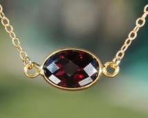 Popular items for gold garnet necklace on Etsy