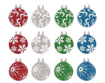 Glitter Christmas Ornament Clip Art, Christmas Digital Paper, Christmas ...
