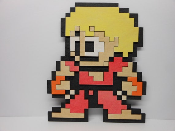 8 Bit Ken from Street Fighter SF Capcom Art Video Game Decor