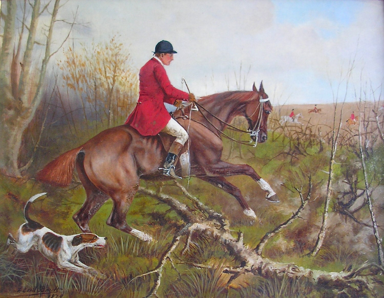Fox Hunt Scene Original Oil Painting by Francis Cecil Boult