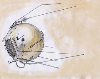 Fallout Eyebot, print of original watercolour painting (A4)