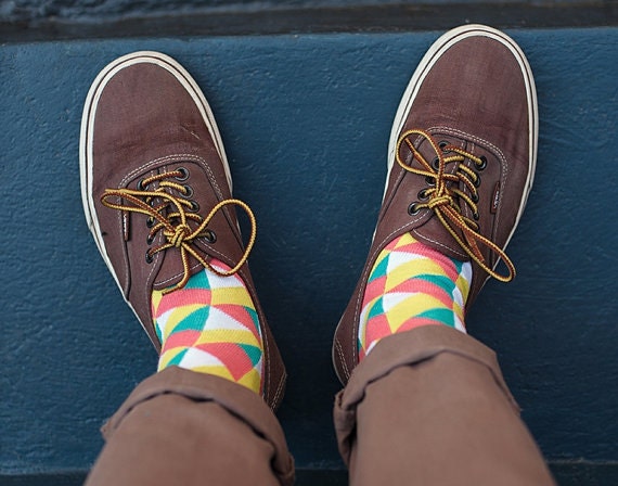 Illusion pink colorful socks for men. Fun patterned by SammyIcon