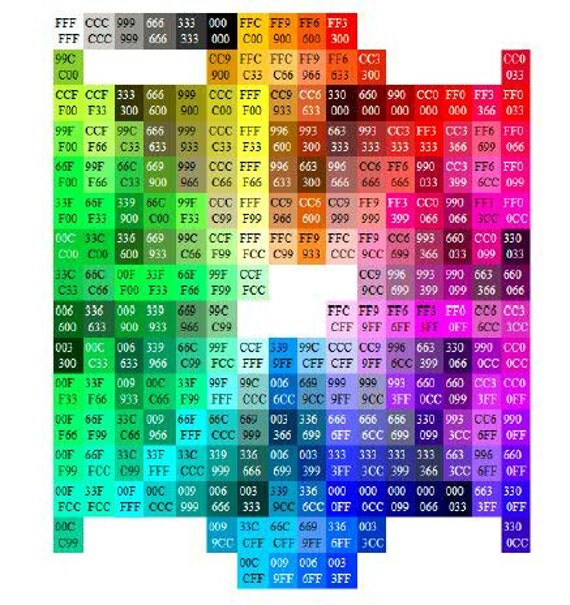 Printable Color Chart With Hex Values From DIYwebdesigns On Etsy Studio