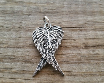 Sterling Silver Angel Wings Pendant - 925 Sterling Silver - Silver ...