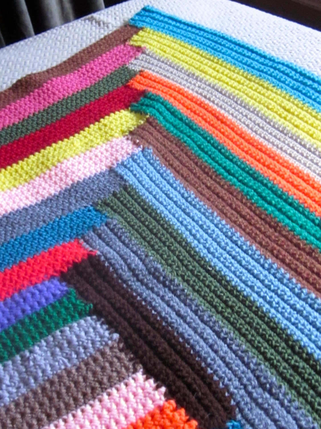 Handmade Crocheted Log Cabin Design Blanket 44 X by LeftoverStuff