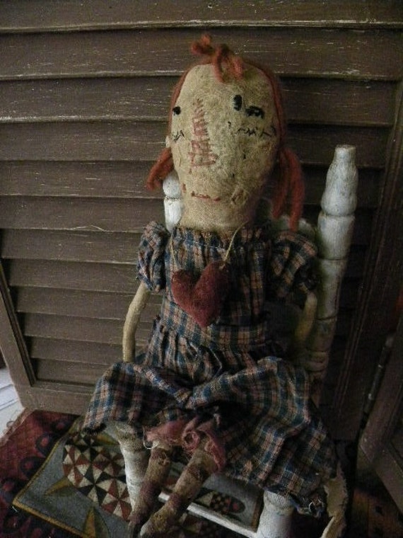 Very Primitive Old Rag Doll Cloth Doll Antique Vintage