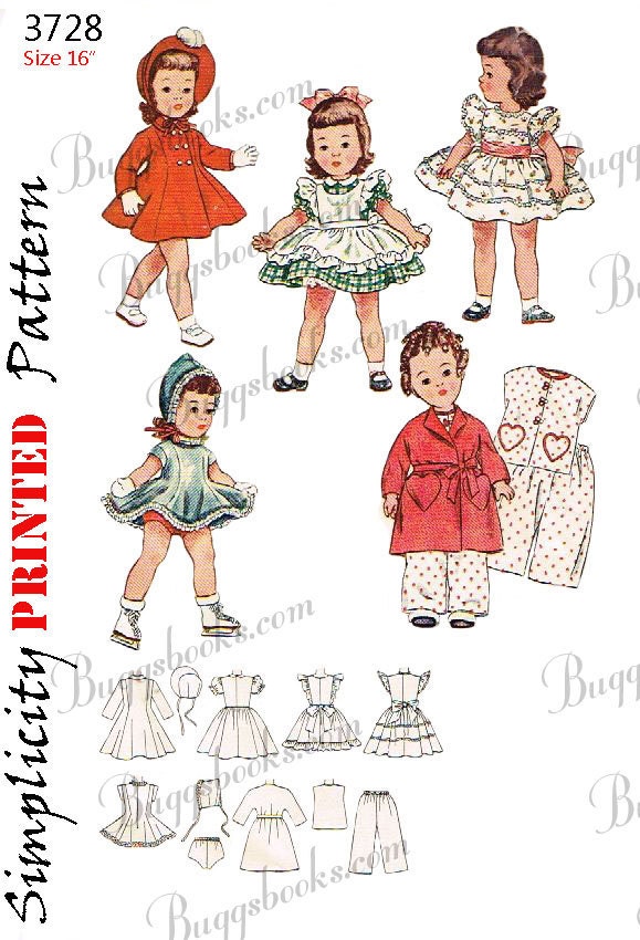 Vintage Simplicity 3728 – 16″ Toni Doll Clothes Sewing Pattern – PDF ...