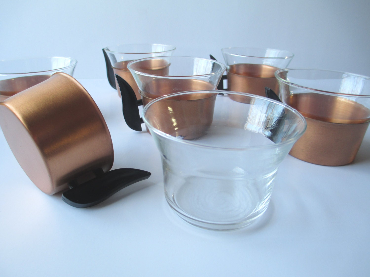 Retro Vintage Copper Glass Coffee Cups Set of Six by jenscloset