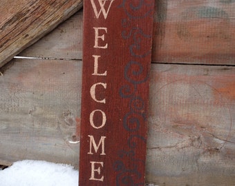 Rustic Country Wall Decor Sign, Welcome, Hand Painted Recycled Barn ...
