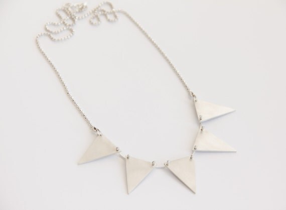 Sterling Silver Triangle Garland Necklace Geometric by tothemetal