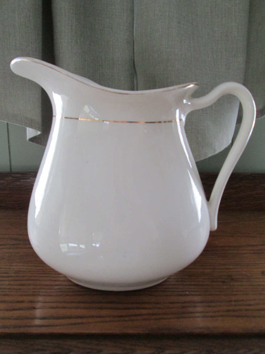 Beautiful White Ironstone, Derwood 8″ Milk Pitcher w/ Gold Stripes,W S ...