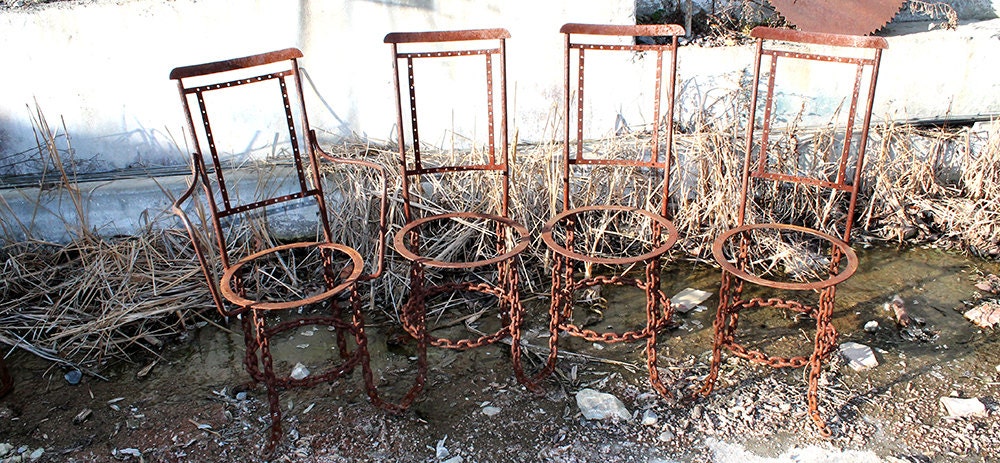 4 – Oxidized Rust, Welded Steel Chain Chairs – Haute Juice