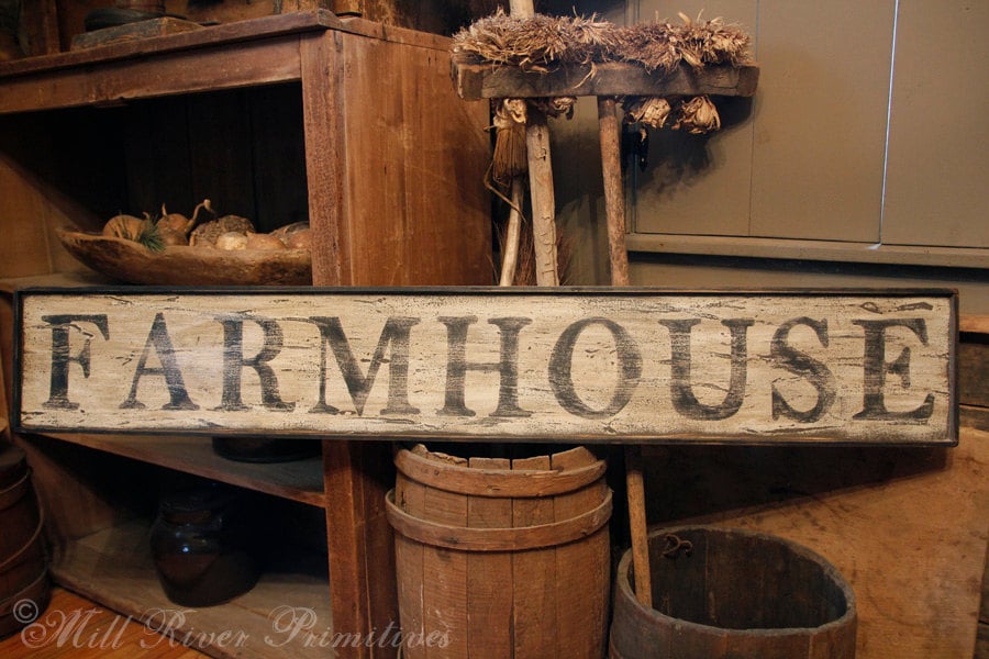 Early looking Antique Primitive FARMHOUSE Wooden Sign