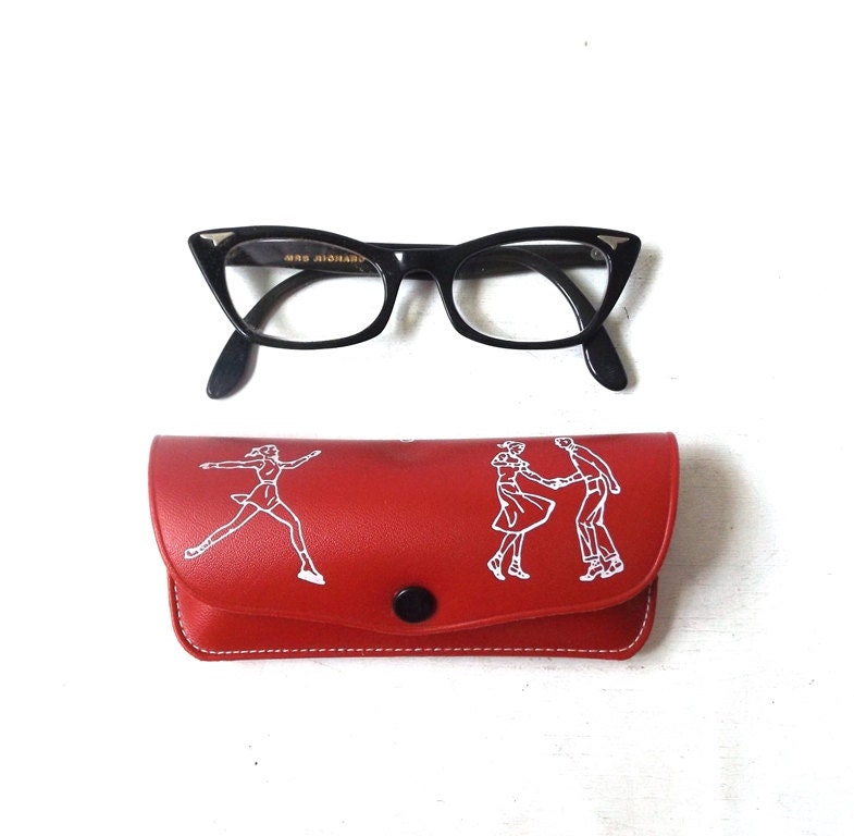 vintage 1950’s NOS eyeglass case red hard shell eye glass eyewear mid ...