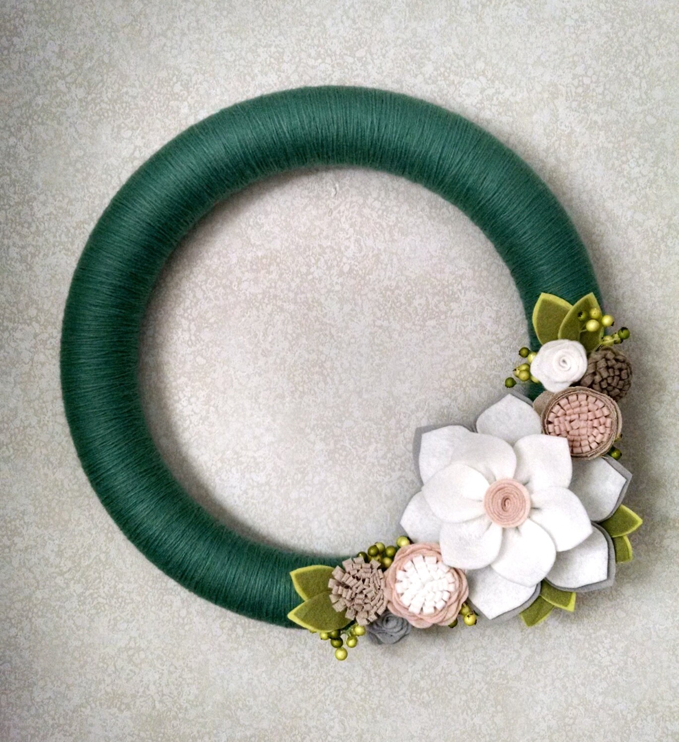 Modern spring wreath blue green wreath felt flower by madymae