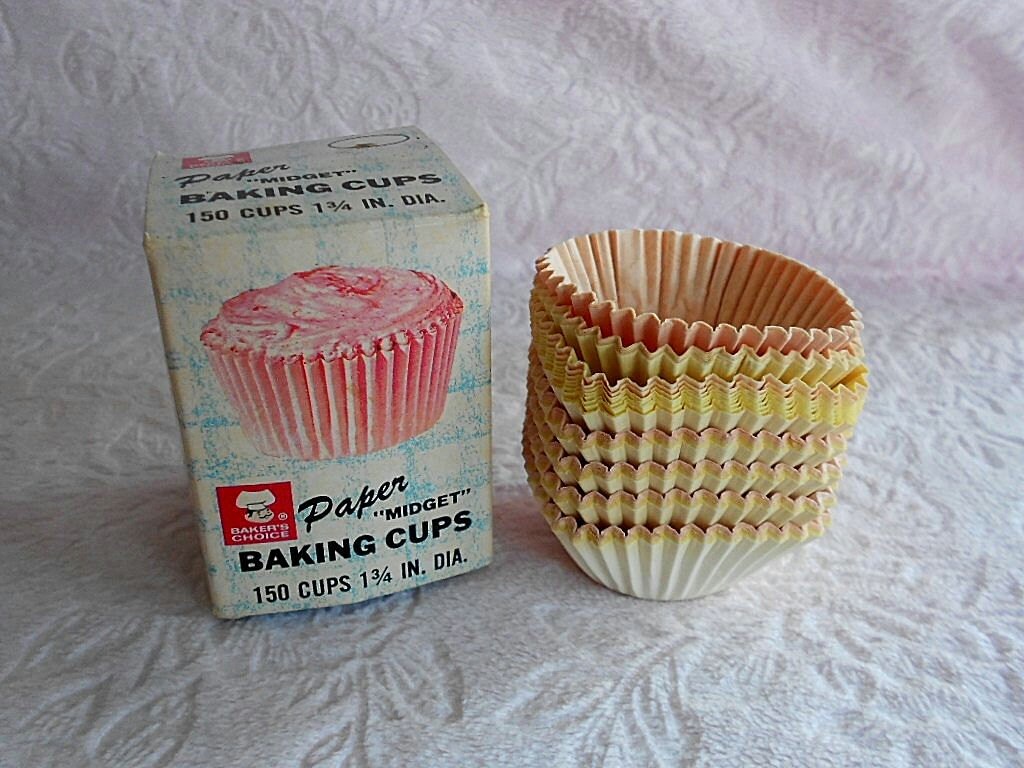 BAKERS CHOICE CUPS Paper Baking Cupcake Liners Midget 1960s