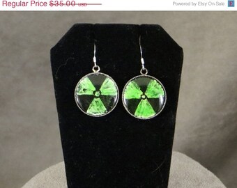 Radiation Hazard Nuclear Fallout Green Enamel Earrings