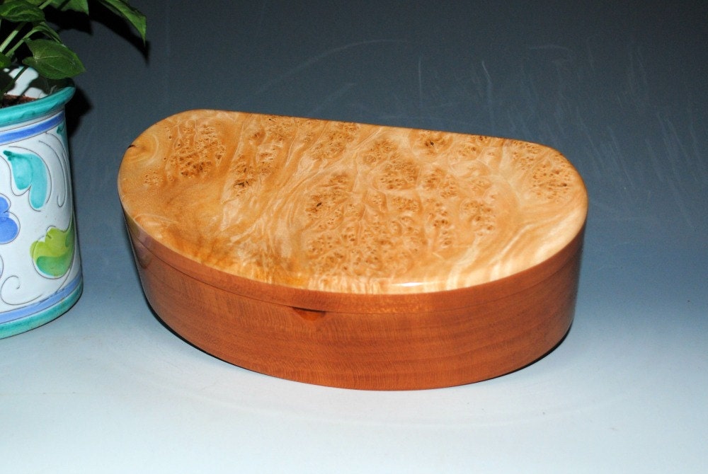 Handmade Kidney Shaped Wooden Box, Wood Jewely Box, Desk or Treasure ...