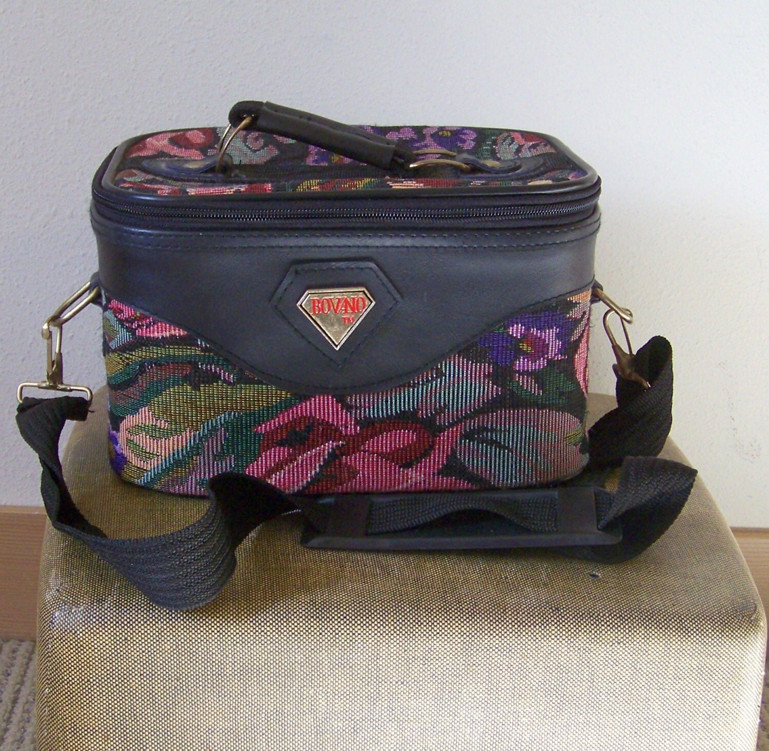 80s Bovano Floral Tapestry Traincase Hippie Boho Shoulder Bag