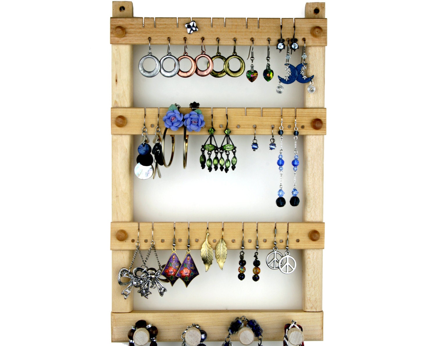 Jewelry Display Wood Earring Holder Basswood Hanging plus