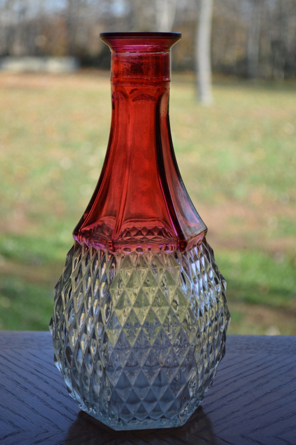 Cranberry Glass Diamond Pattern Decanter Bottle – Haute Juice