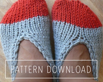 K N I T T I N G // P A T T E R N // Easy Knit Slippers // Color Block ...