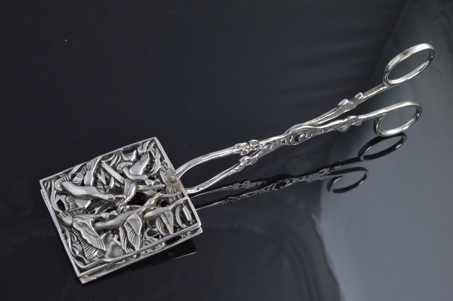 Antique Sterling Silver Open Figural Flying Geese Pastry Toast Scissor ...