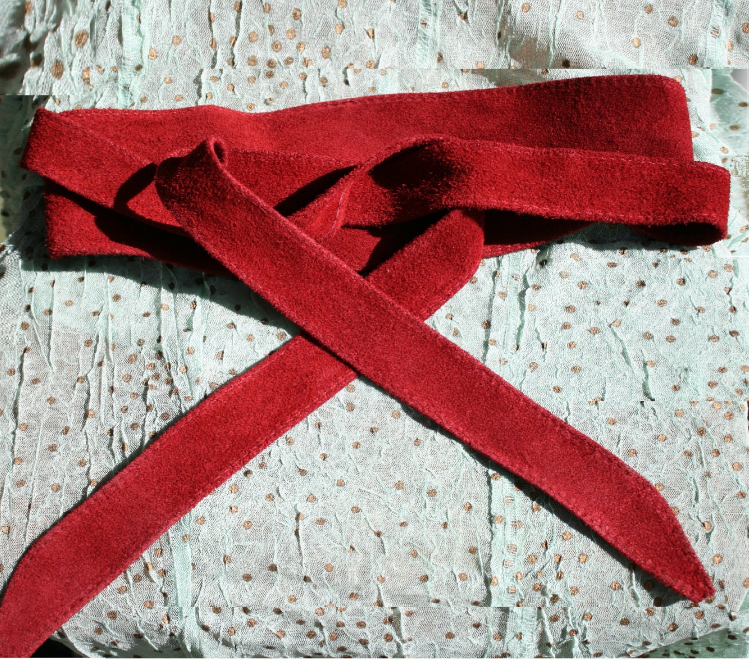 RED suede OBI belt in natural soft suedeSASH waist