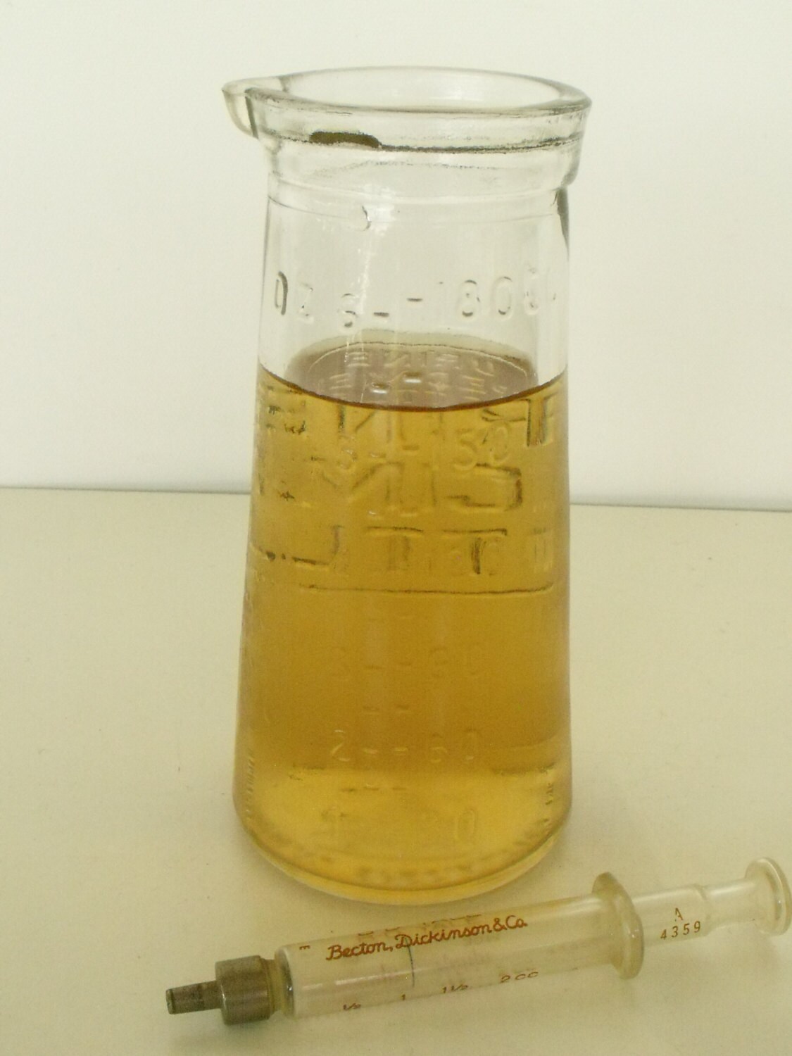 Urine Specimen Bottle Glass Medical Laboratory Testing Vintage