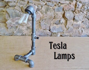 Black iron pipe lamps with FAUCET HANDLE DIMMERS by TeslaLamps