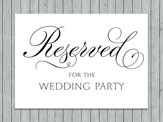Reserved for the Wedding Party Sign 5 x 7 by CharmingEndeavours