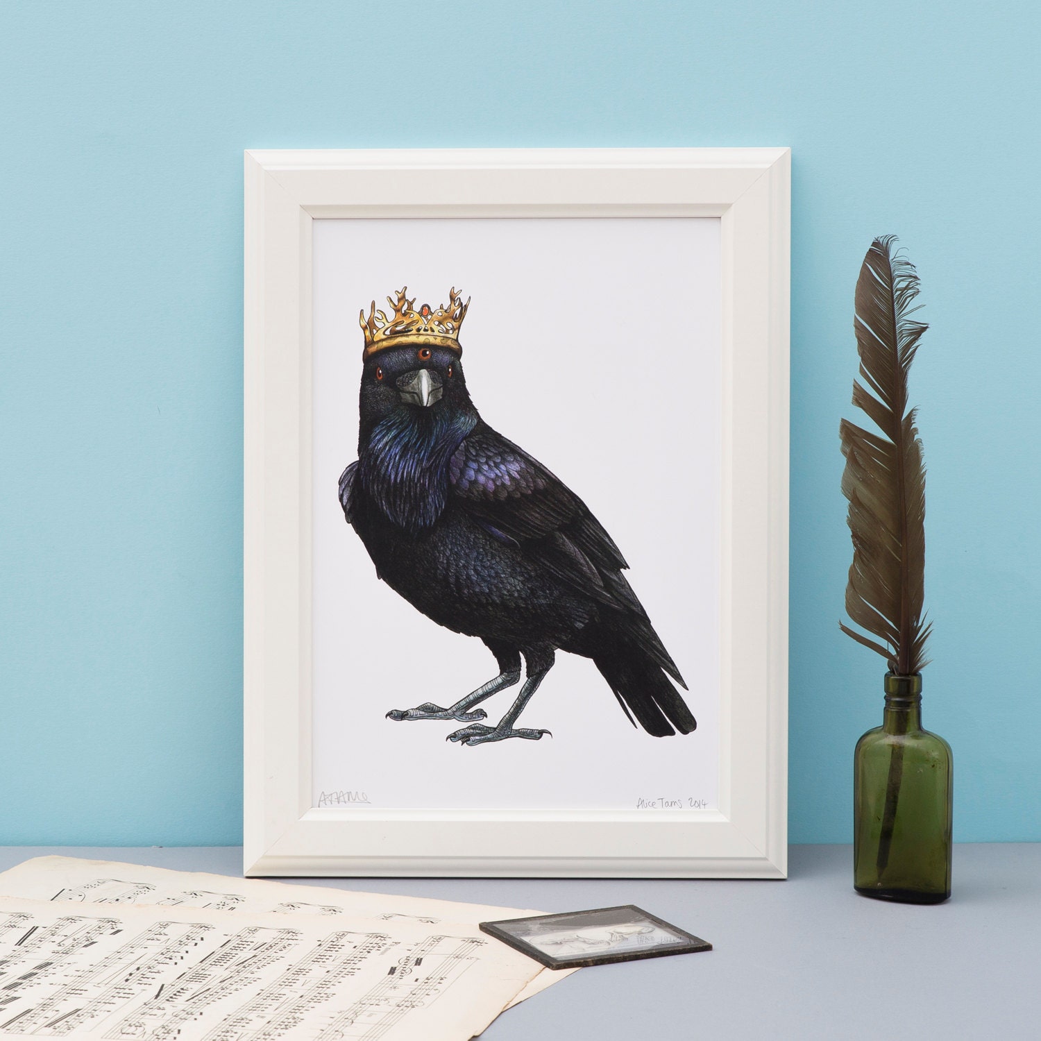 Three Eyed Raven in a Game of Thrones Crown A3 Print