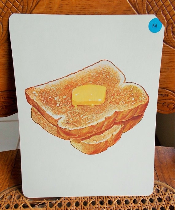 Large Picture Flash Card Toast Bread and Butter Vintage 1965
