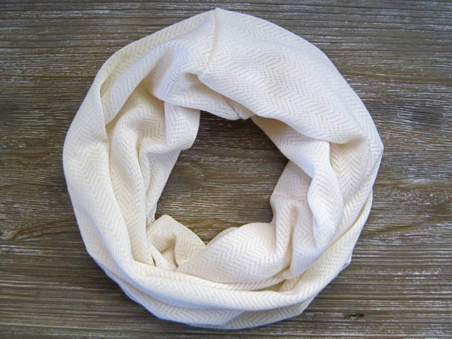 Cream Sweater Knit Cowl Scarf Infinity Scarf Warm by PoePoePurses