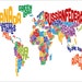 Typography Text Map of the World Map Art Print 1373