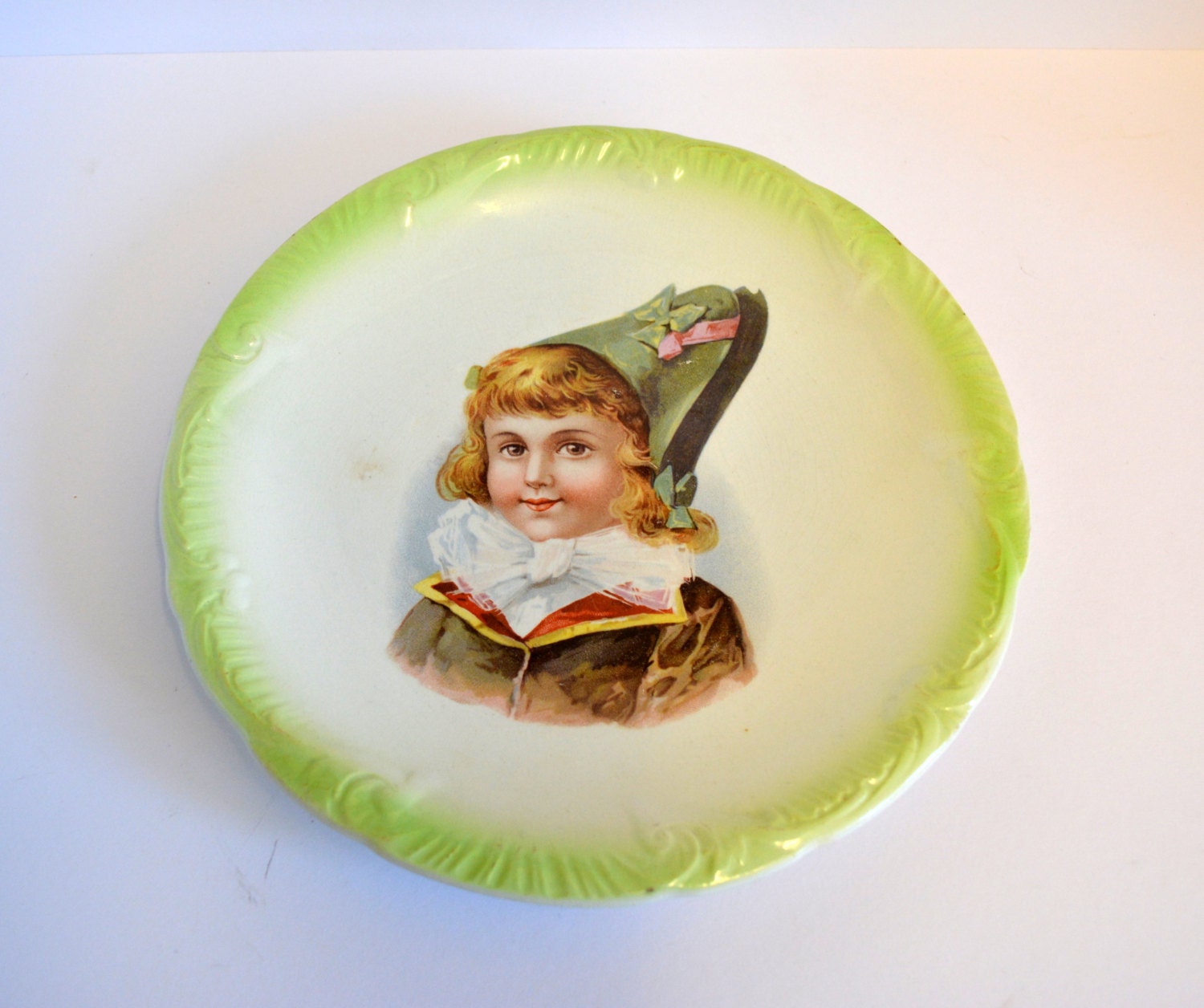 1915 Edwardian Empire Porcelain Co Plate of a Young Girl Vintage Plate ...
