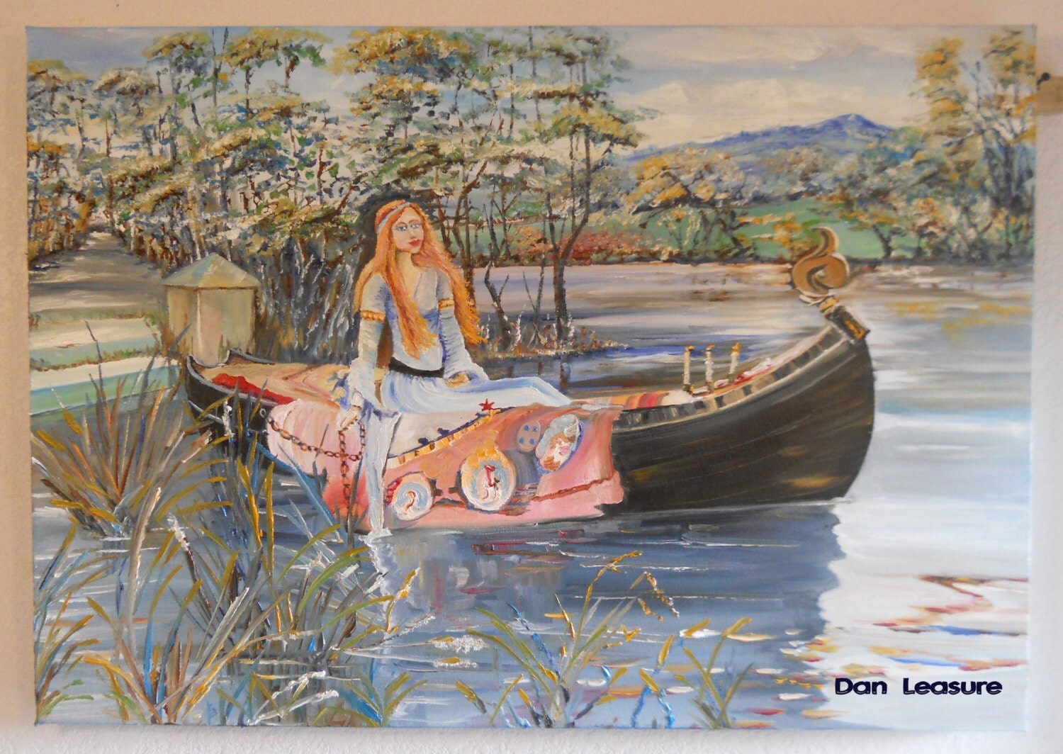 Lady of Shallot Reproduction Oil Painting Lady in Boat
